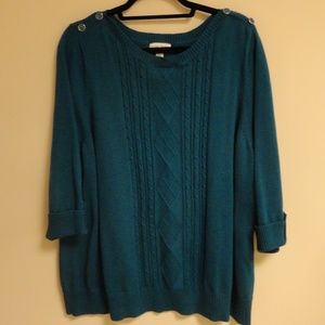Studio Works | Sweaters | Teal Sweater 34 Sleeves Button Detail ...
